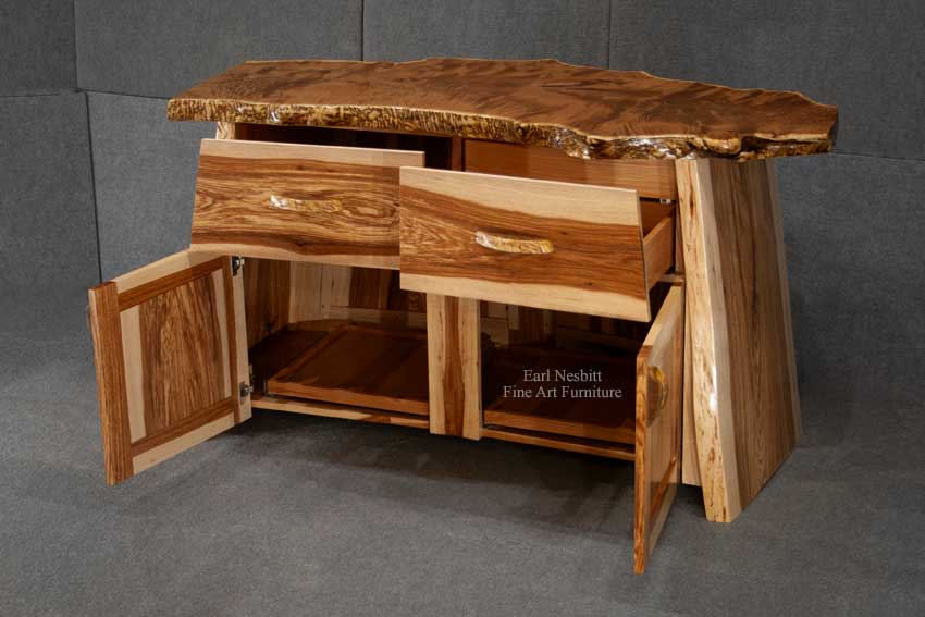 Unusual Live Edge Slab Cabinet by Earl Nesbitt