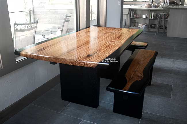Live Edge Hickory Dining Table by Earl Nesbitt